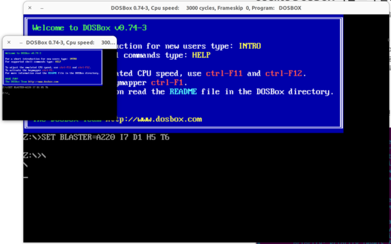 DOSBOX 화면 크기 설정 방법(예, 1024x768) - 오솔길